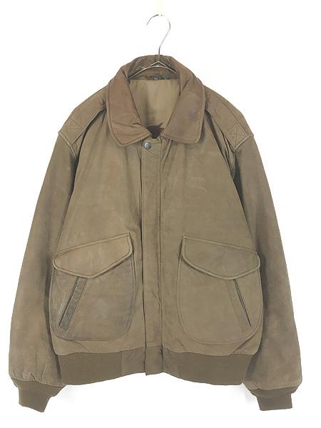古着 90s Hunt Club Type A-2 本革 レザー パデッド フライト ジャケット 42R