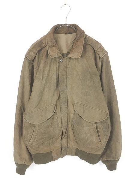 古着 90s Hunt Club Type A-2 本革 レザー パデッド フライト ジャケット 42T