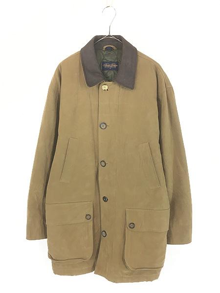 古着 90s- Brooks Brothers 本革 レザー襟 パデッド コットンツイル ジャケット コート M