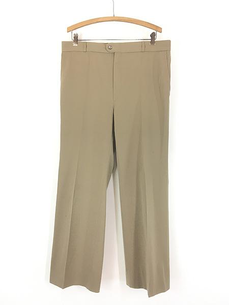 古着 70s Yves Saint Laurent ギャバジン ウール スラックス パンツ ワイドストレート W35 L31