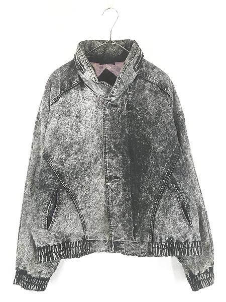 古着 90s MAD MAX 2way ブラック ケミカル 比翼 デザイン コットン ジャケット L