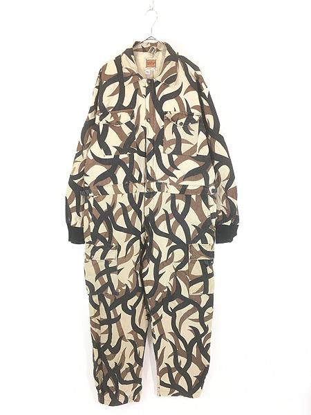 古着 90s USA製 Dakota Outfitters トライバル カモ 迷彩 コットンツイル カーゴ オールインワン つなぎ XL