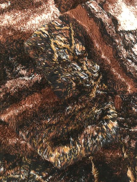 古着 90s USA製 Bear Ridge シカ アニマル 総柄 フリース ジャケット L