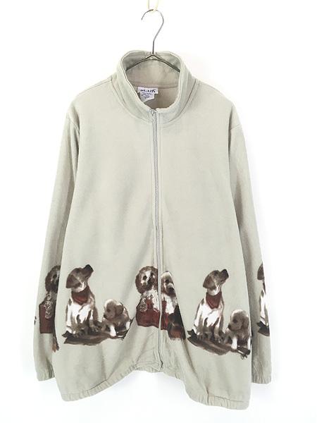 古着 90s BLAIR お座り わんちゃん 犬 マルチ アニマル フリース ジャケット XL