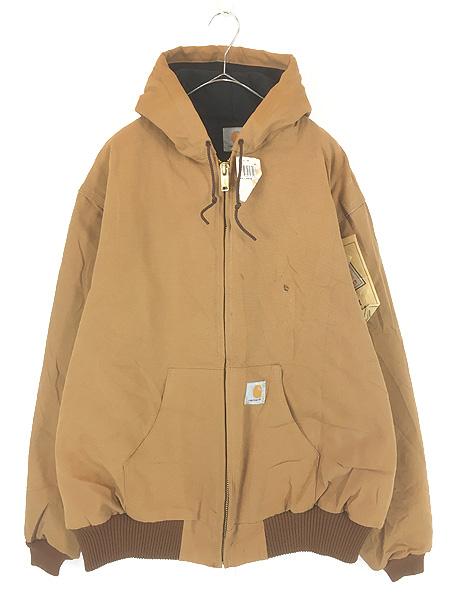 「Deadstock」 古着 90s USA製 Carhartt ブラウン ダック 防寒 パデット アクティブ パーカー ジャケット XXL Tall