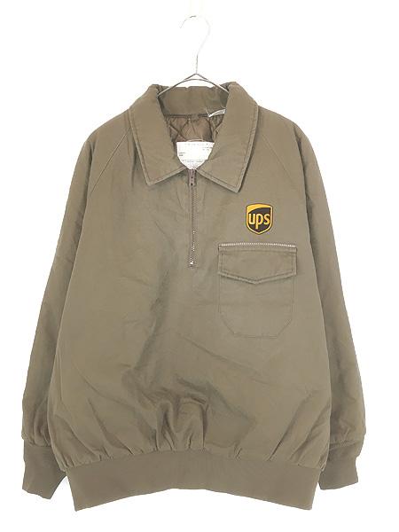 古着 ups 企業 フロッキー プリント リフレクター ステッチ ハーフジップ パデット ジャケット L位