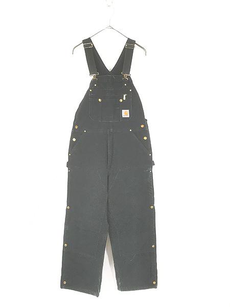 古着 00s Carhartt 防寒 パデット ブラック ダック Wニー ワーク オーバーオール W35 L27