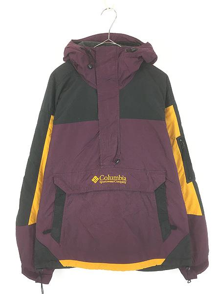 古着 90s Columbia 裏地 フリース ナイロン アノラック パーカー ジャケット M
