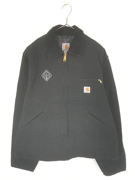 古着 USA製 Carhartt 裏地 ストライプ ブランケット ブラック ダック デトロイト ジャケット L