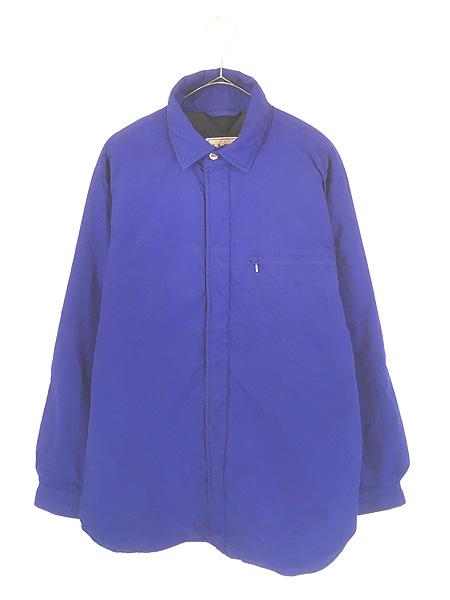 古着 80s USA製 LL Bean 裏地 ナイロン キルティング スナップボタン グース ダウン シャツ ジャケット M
