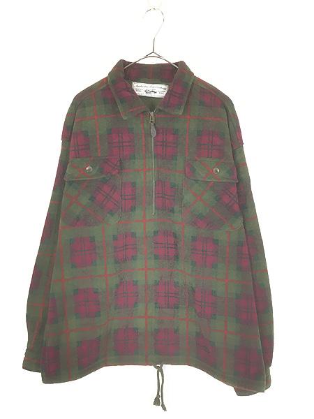 古着 90s GAP 「Authentic Gap Clothing」 チェック ハーフジップ フリース ジャケット L