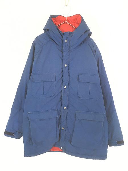 古着 70s WoolRich ポリコットン クロス フーデッド ダウン ジャケット パーカー L
