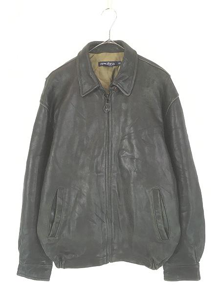 古着 90s Nautica 本革 オール レザー ドリズラー ジャケット ブルゾン 40