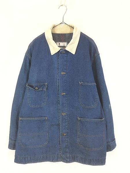 古着 80s USA製 Sears Roebucks ブランケット ライナー 濃紺 デニム ワーク カバーオール ジャケット ビッグサイズ 3XL