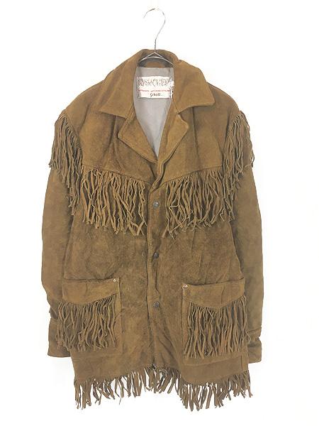古着 70s USA製 RANCHER by Schott フリンジ ウエスタン 本革 スエード レザー ジャケット 40