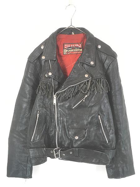 古着 80s SKIN ABA フリンジ 本革 カウハイド レザー ダブル ライダース ジャケット 42位