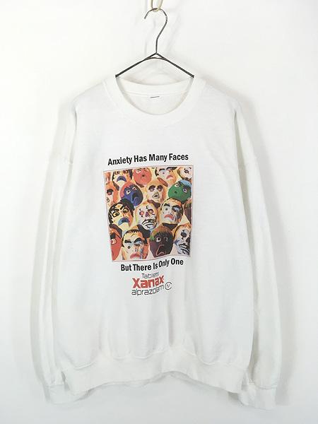 古着 Anxiety Has Many Faces But There Is Only One Xanax ドラッグ フェイス アート スウェット トレーナー XL位