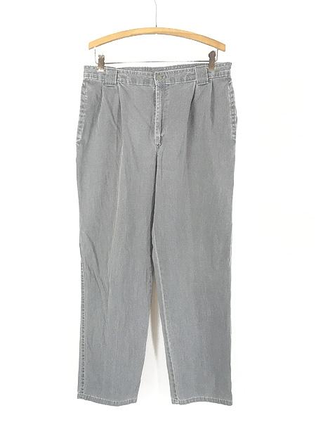 古着 90s USA製 Dockers 492-7155 グレー デニム チノ タック パンツ ジーンズ ストレート W33 L29