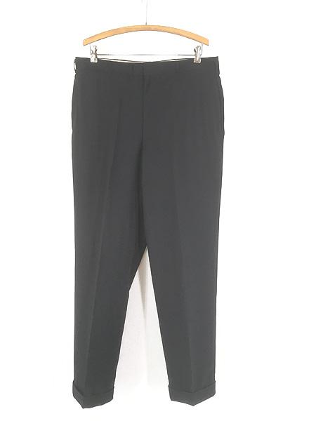 古着 50s 凹凸 ストライプ ブラック ウール スラックス パンツ ストレート W35 L30