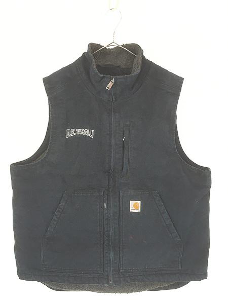 古着 Carhartt 裏ボア BLK ブラック ダック ハイネック ベスト L