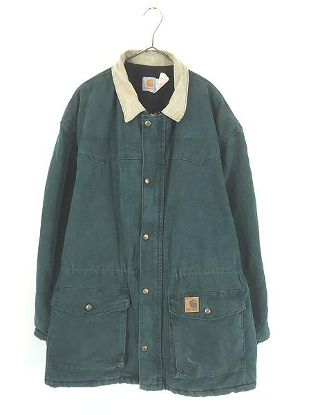 古着 80s USA製 Carhartt ウエスタンヨーク ブルー ダック 防寒 パデット ミドル ジャケット XXL
