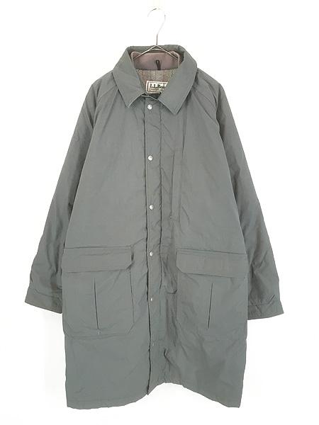 古着 80s USA製 LL Bean 名作 チンスト ウール ライナー パデッド ストーム コート グレー XL