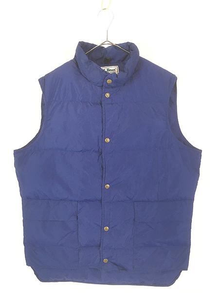 古着 80s LL Bean 軽量 ナイロン シェル グース ダウン ベスト ネイビー 縦ポケ XL位