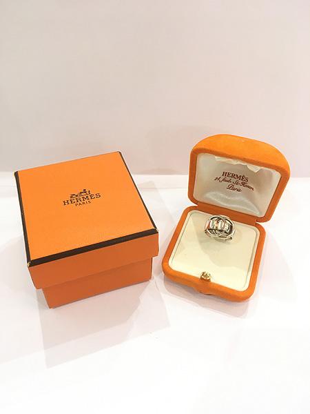 雑貨 古着 France製 Hermes Deux Anneaux ドゥザノー リング 指輪  シルバー 9号