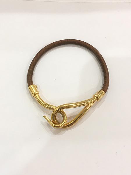 雑貨 古着 Hermes Jumbo ジャンボ ブレスレット レザー ブラウン×ゴールド