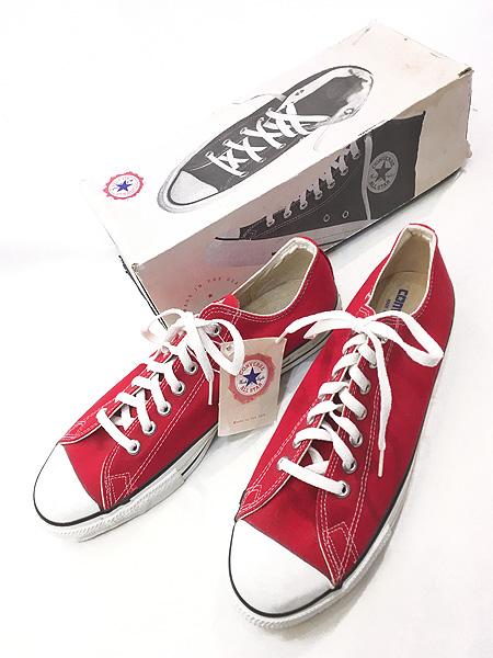 雑貨 古着 箱付 Deadstock!! 90s USA製 CONVERSE ALL STAR OX ローカット オールスター キャンバス スニーカー シューズ 12 1/2