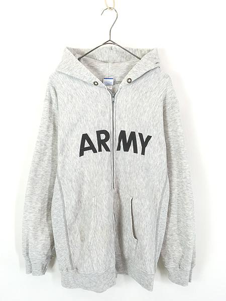 古着 80s USA製 Champion 「ARMY」 リバース タイプ ミリタリー スウェット ジップ パーカー L