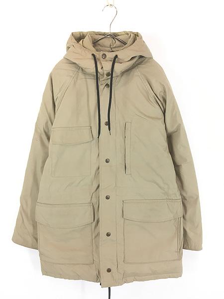 古着 80s Eddie Bauer 2way コットン シェル グース ダウン ジャケット パーカー カーキ M位