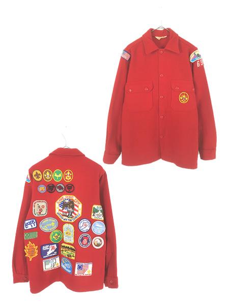 古着 70s BSA Boy Scout of America 豪華 マルチ パッチ ウール ボーイスカウト シャツ S位