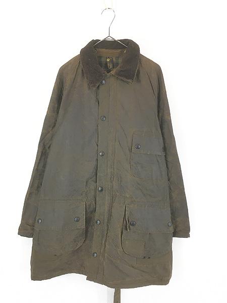 古着 70-80s 英国製 Barbour 1ワラント 「Solway Zipper」 オイルド ワックス ジャケット コート ブラウン XL位