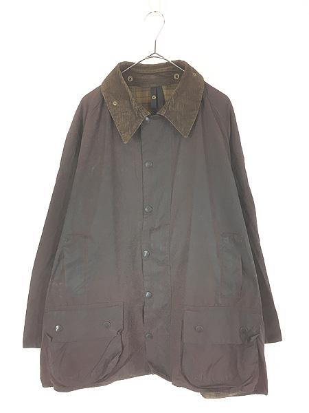 古着 90s 英国製 Barbour 3ワラント 「BUSHMAN」 オイルド ワックス ジャケット コート ブラウン XL位