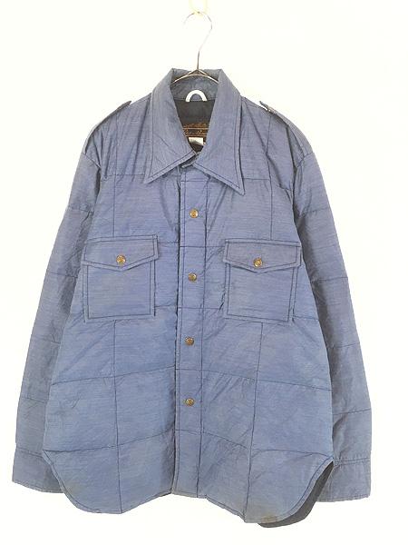 古着 70s Eddie Bauer スナップボタン グース ダウン キルティング シャツ ジャケット L位