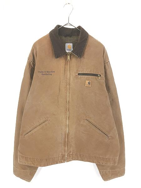 古着 Carhartt 裏地 チェック ブランケット BRN ブラウン ダック デトロイト ジャケット XL Tall