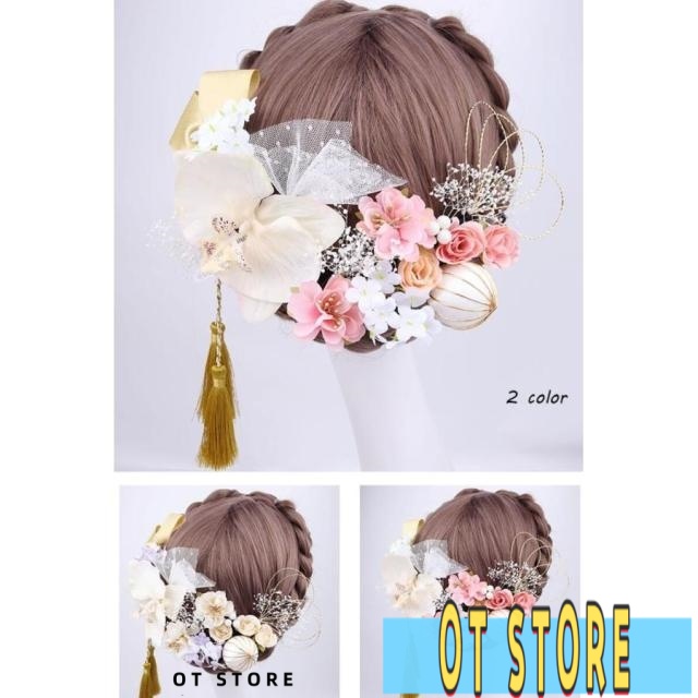 髪飾り 成人式 花 ドライフラワー 振袖 18点セット2色七五三 着物 和装 卒業式 結婚式 浴衣 着物 髪 飾り 髪留め 可愛い 家族で ドレス 和装 造花