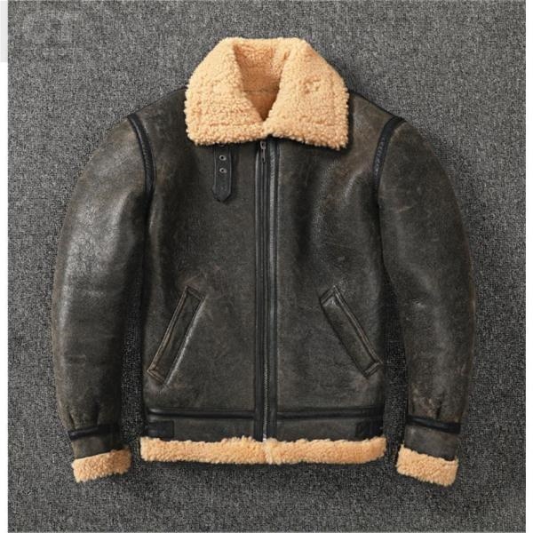 ムートンジャケット　ボアジャケット　ムートコート　B3 フライトジャケット 革ジャン　Ｂ-3　本革フライトジャケット　本革 羊革　本皮 メンズ 　防寒