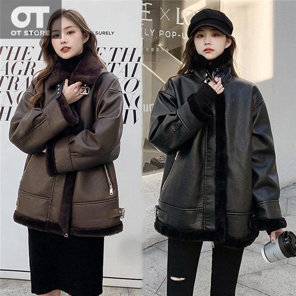 ライダースジャケット レディース ライダースジャケット レディース 革 ボア 革ジャン ジャケット レトロ ショート コート 40代 秋冬 韓国 ゆったり 黒 ブラウン