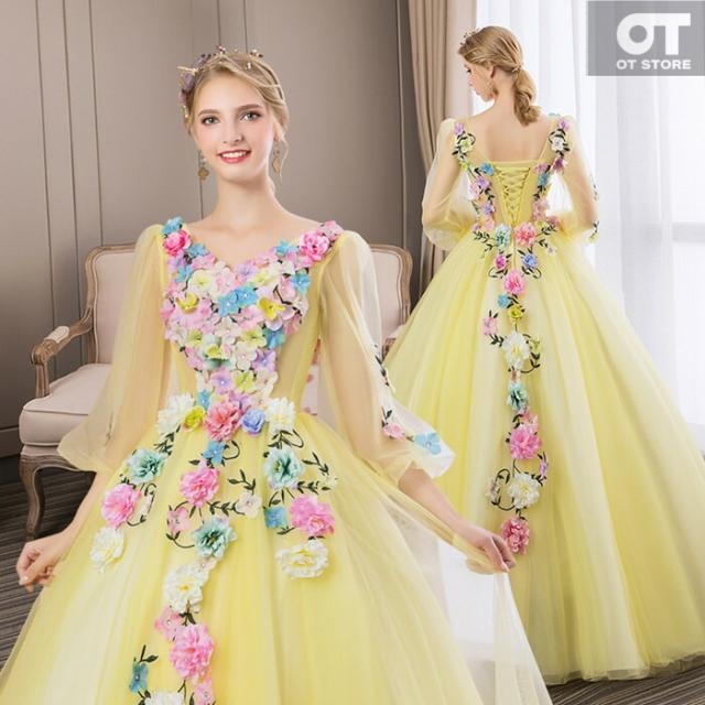 演奏会用ドレス 演奏会 ロングドレス 袖あり 長袖 カラードレス スカート ピアノ 発表会 大きいサイズ ドレス 大人 結婚式パーティードレスカラードレス ステージ衣装 ワンピース 舞台衣装 コンサー