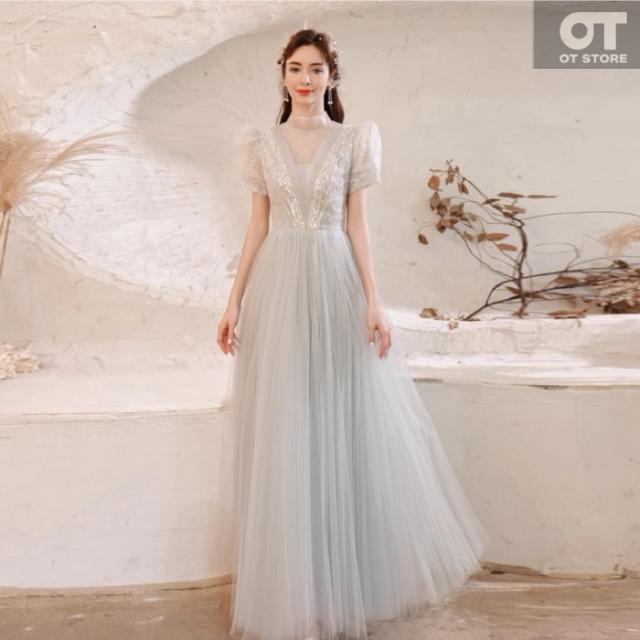 カラードレス 演奏会 ロングドレス 半袖 演奏会用ドレス ウエディングドレス 二次会 結婚式 ピアノ 発表会 大きいサイズ パーティードレス 披露宴 コンサート花嫁