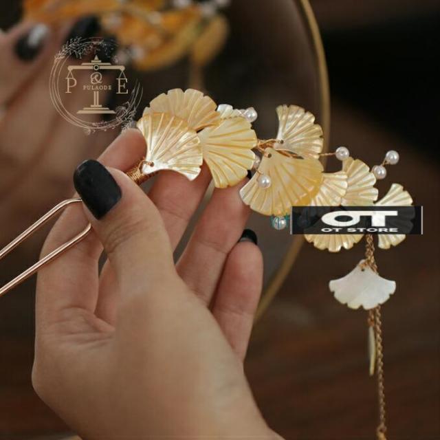 かんざし ヘアアクセサリー ヘアアレンジ イチョウ パール 揺れる 華やか 着物