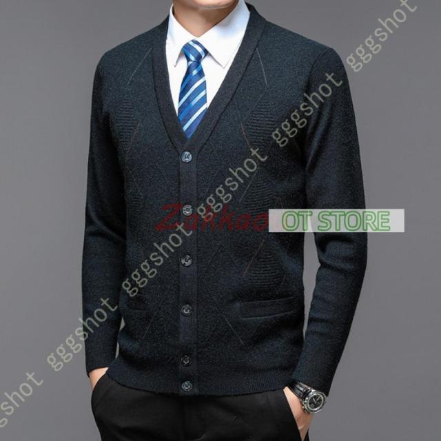 カーディガン メンズ Vネック ビジネス カーデガン ニット ソフトタッチ カーデ 長袖 紳士 男性用 服 秋 冬 トップス 洗える シンプル 学校 会社 仕事 スーツ