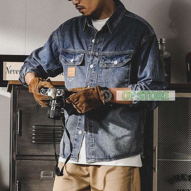 Gジャン デニムジャケット メンズ ブリーチ ユーズド加工 スタイリッシュ ライトアウター デニムシャツ アウター ミリタリージャケット カッコイイ 男性 4XL