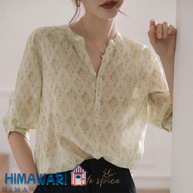 ブラウス レディース きれいめ 40代 春夏 上品 vネックブラウス 花柄シャツ トップス 半袖  韓国風 トップス 大人 上品 通勤 着痩せ 30代 50代