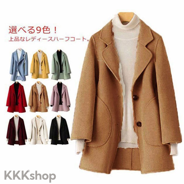 ハーフコート レディースリバーコート ダブルフェイスコート 一枚仕立て 上品 大人 通勤 OL 春秋冬