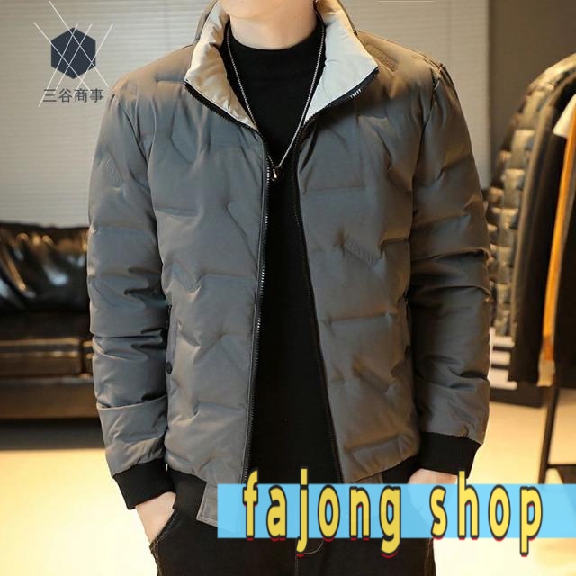 中綿ジャケット おしゃれ メンズ 英語 両面着可能 中綿コート 詰襟 暖かい 男性着 20代 30代 40代 冬ジャケット 通勤着 秋服 大きいサイズ M L XL 2XL 3XL オーバーコート ブラック グレー メンズジャケット スポーツ ジュニア 軽量 長袖 冬服 薄手 メンズコート 送料無料