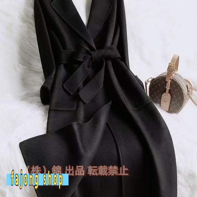 両面カシミヤコート テーラード ジャケット レディースロングコート チェスターコート秋冬 通勤 羊毛 お洒落 上品 ベルト ウールコート 暖かい