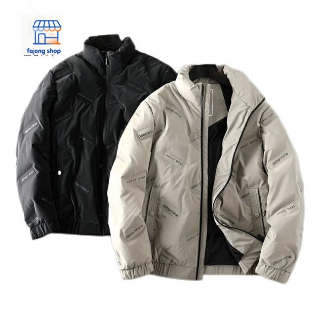 ダウンジャケット メンズ 詰襟 おしゃれ 英語 ダウンケット 暖かい  通勤 男性 20代 30代 40代 メンズコート 薄手 大きいサイズ M L XL 2XL 3XL オーバーコート ファッション 90%ダウン アウター 軽量 冬服 ブラック グレー ゴールド ダウンコート メンズジャケット 送料無料